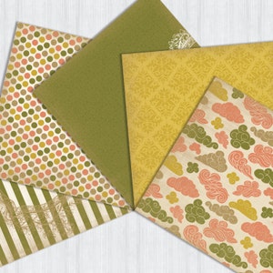 Vintage Garden Digital Paper Pack Instant Download Green Yellow Red ...