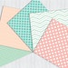 Mint and Peach Geometric Digital Paper Pack Instant Download Polka Dots ...
