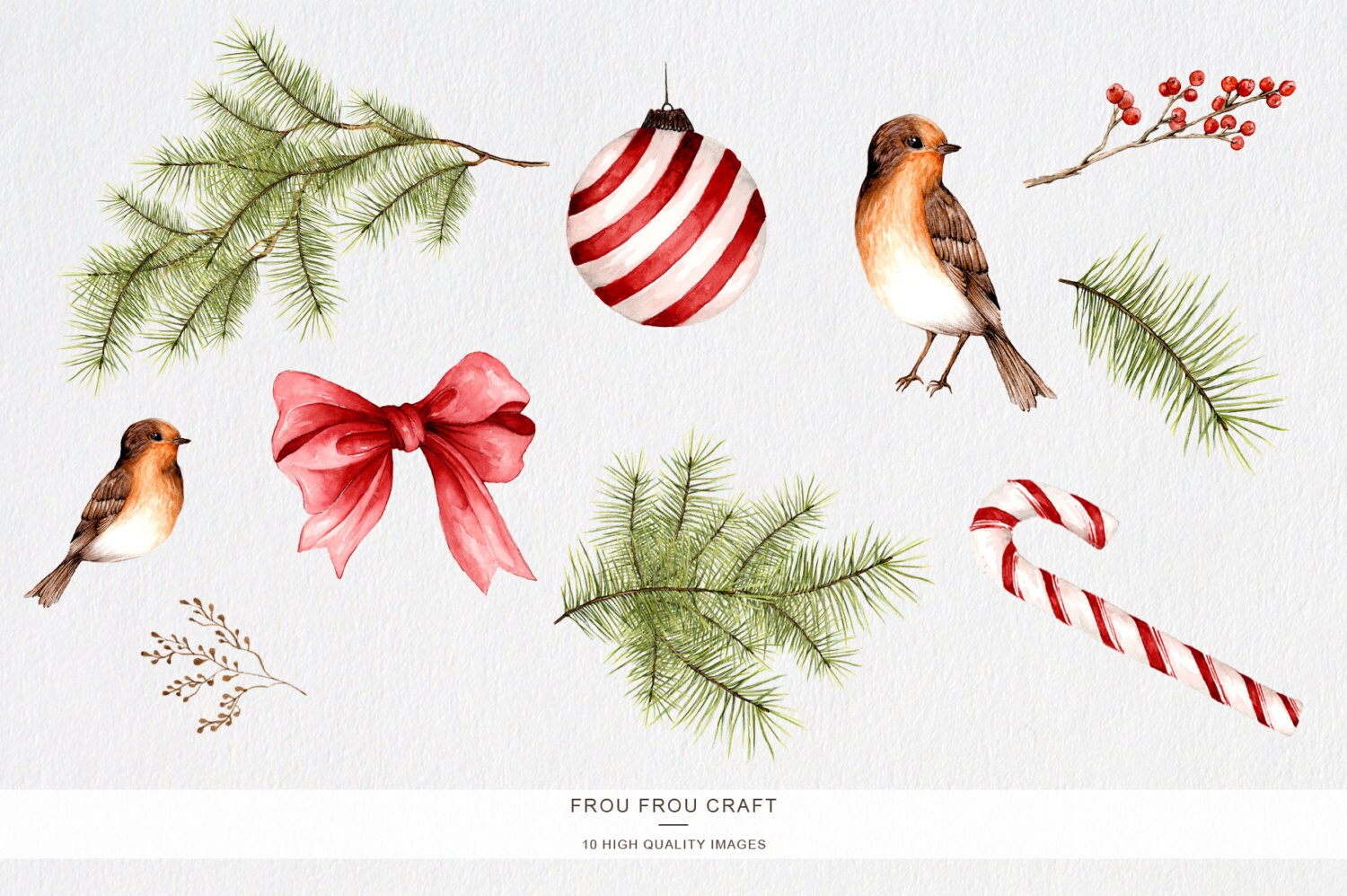 Christmas Clipart Handpainted Watercolor Winter Intant - Etsy