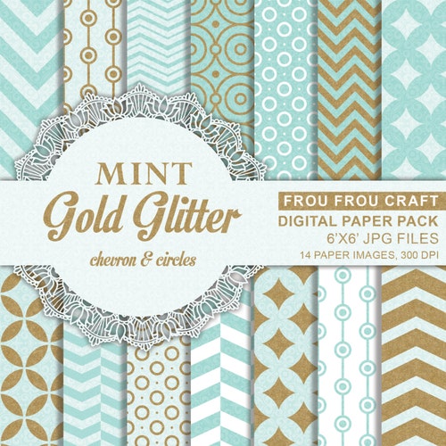Chocolate Blue Digital Paper Pack Instant Download Brown Mint | Etsy