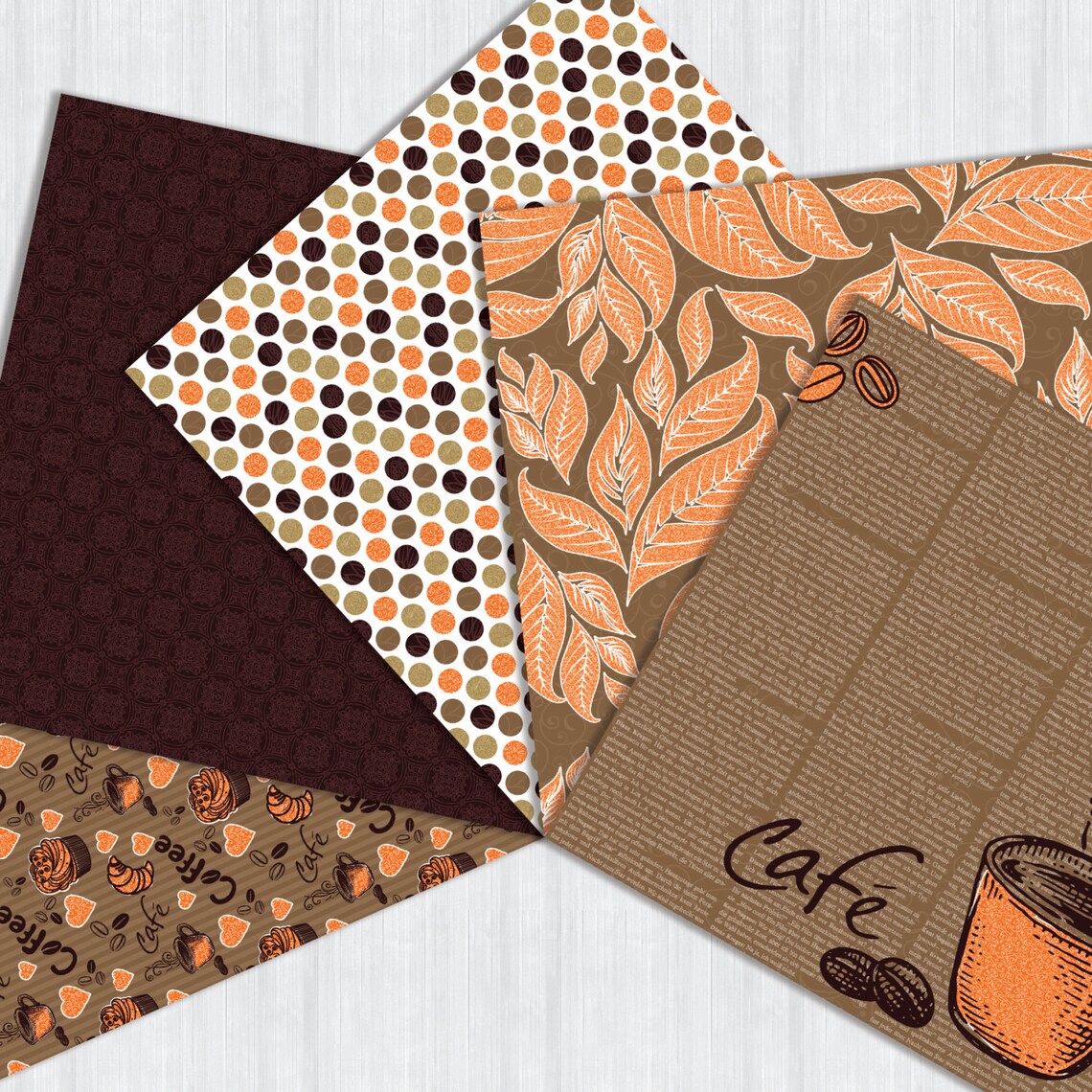 Coffee Scrapbook Papers Coffee Paper Pack Dark Brown Chocolate - Etsy