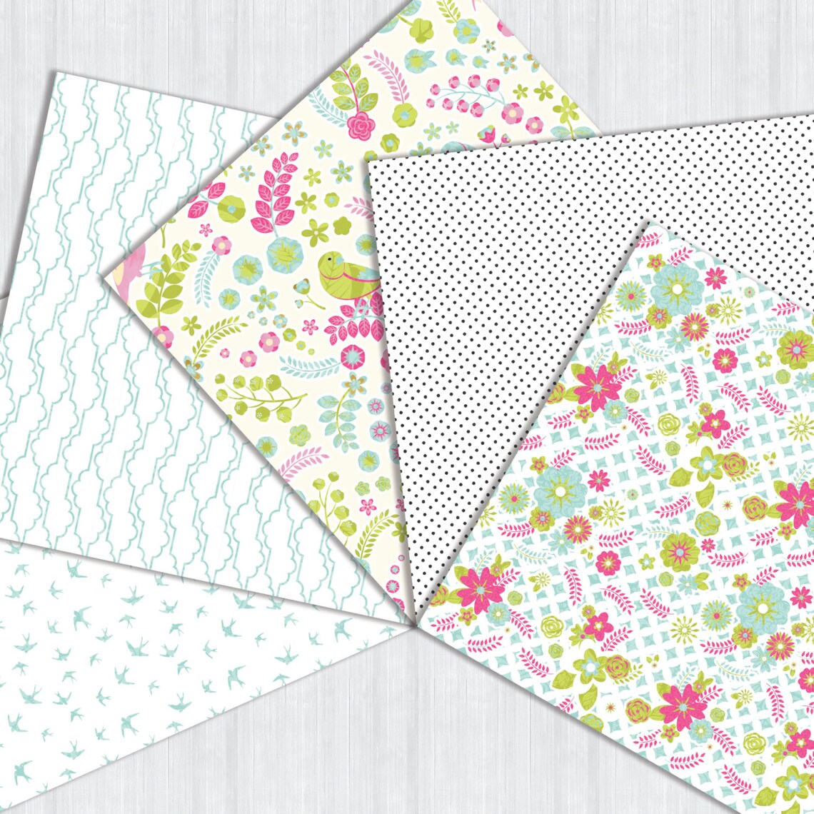 Birds Digital Paper Pack Instant Download Summer Tropical | Etsy