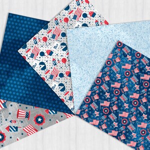 4th of July Digital Paper Pack, Seamless Patterns USA Independence Day ...