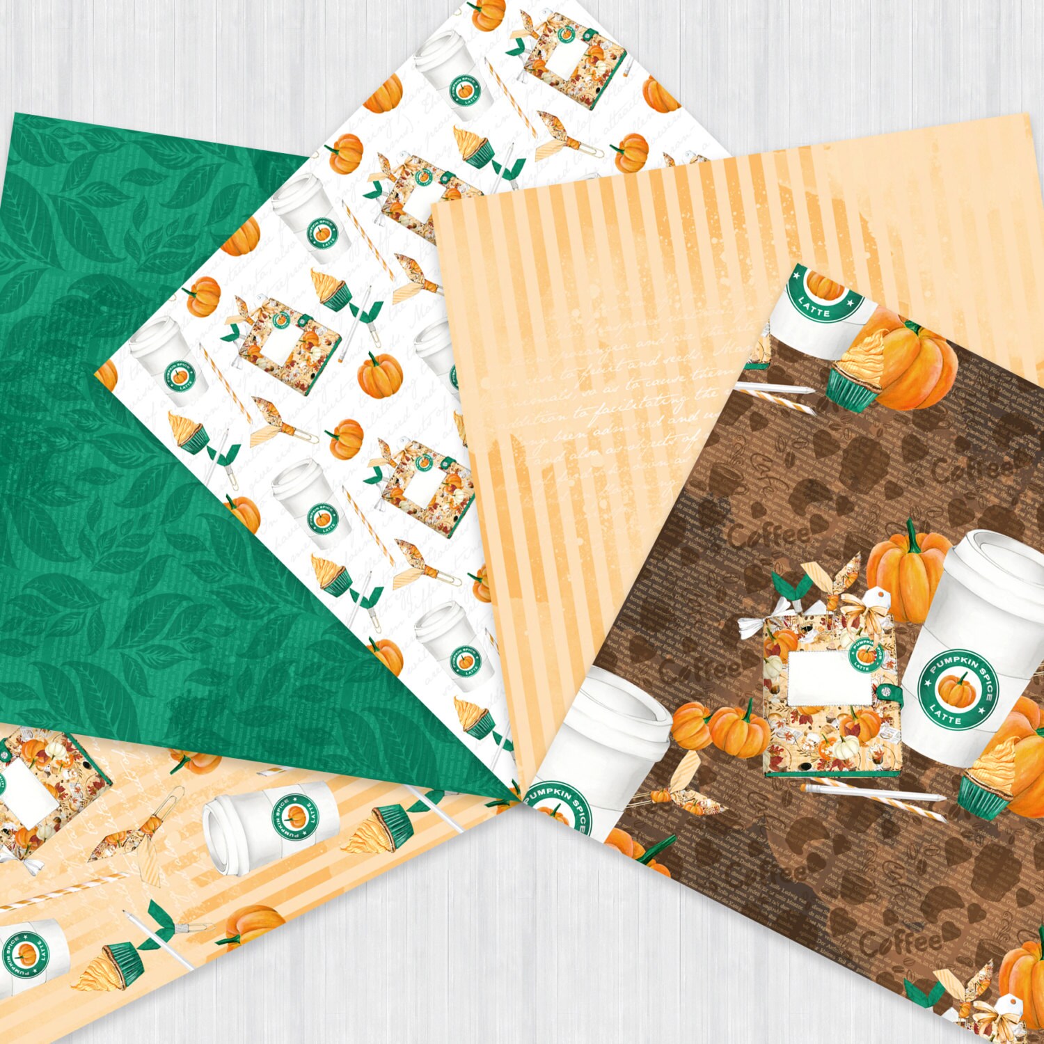 Coffee Paper Pack Pumpkin Digital Backgrounds Pumpkin Spice Latte ...