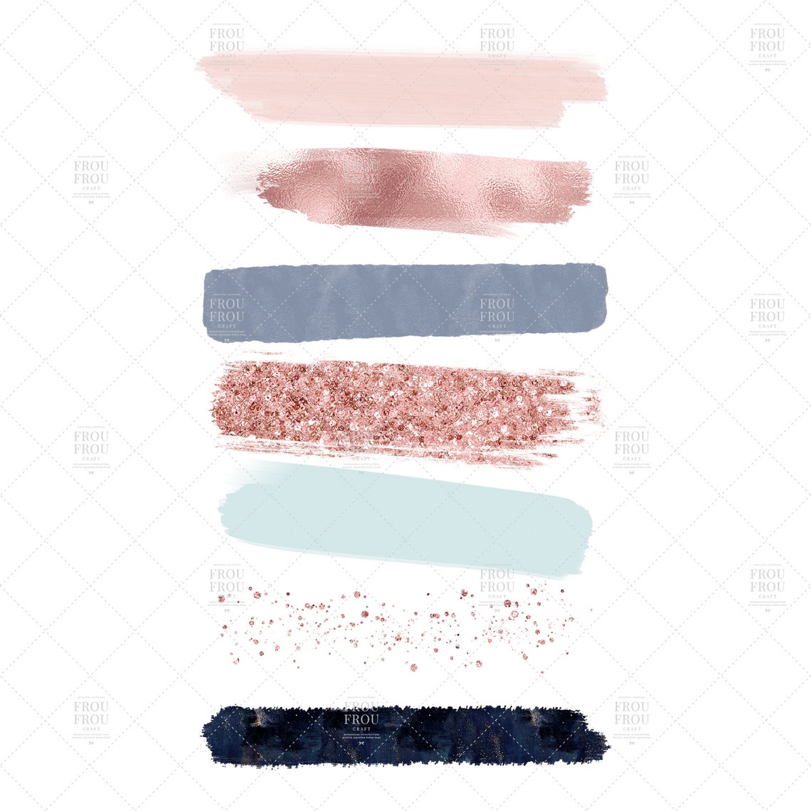Brush Strokes Clip Art Pastel Rose Gold Sage Blush Mint Navy Blue ...