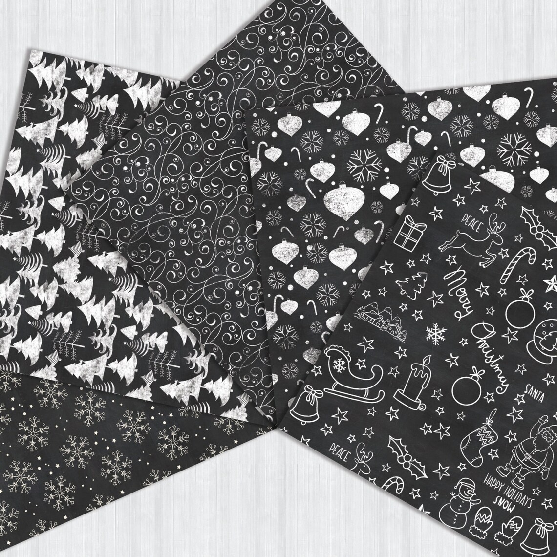 Chalkboard Christmas Digital Paper Pack Instant Download - Etsy