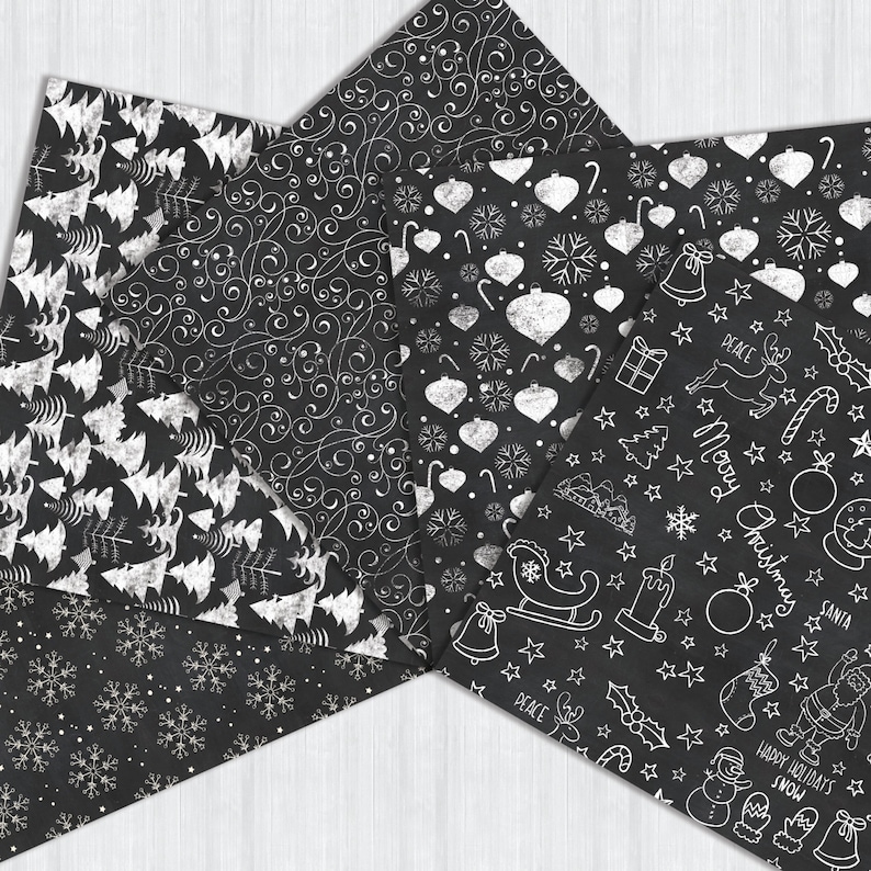 Chalkboard Christmas Digital Paper Pack Instant Download - Etsy