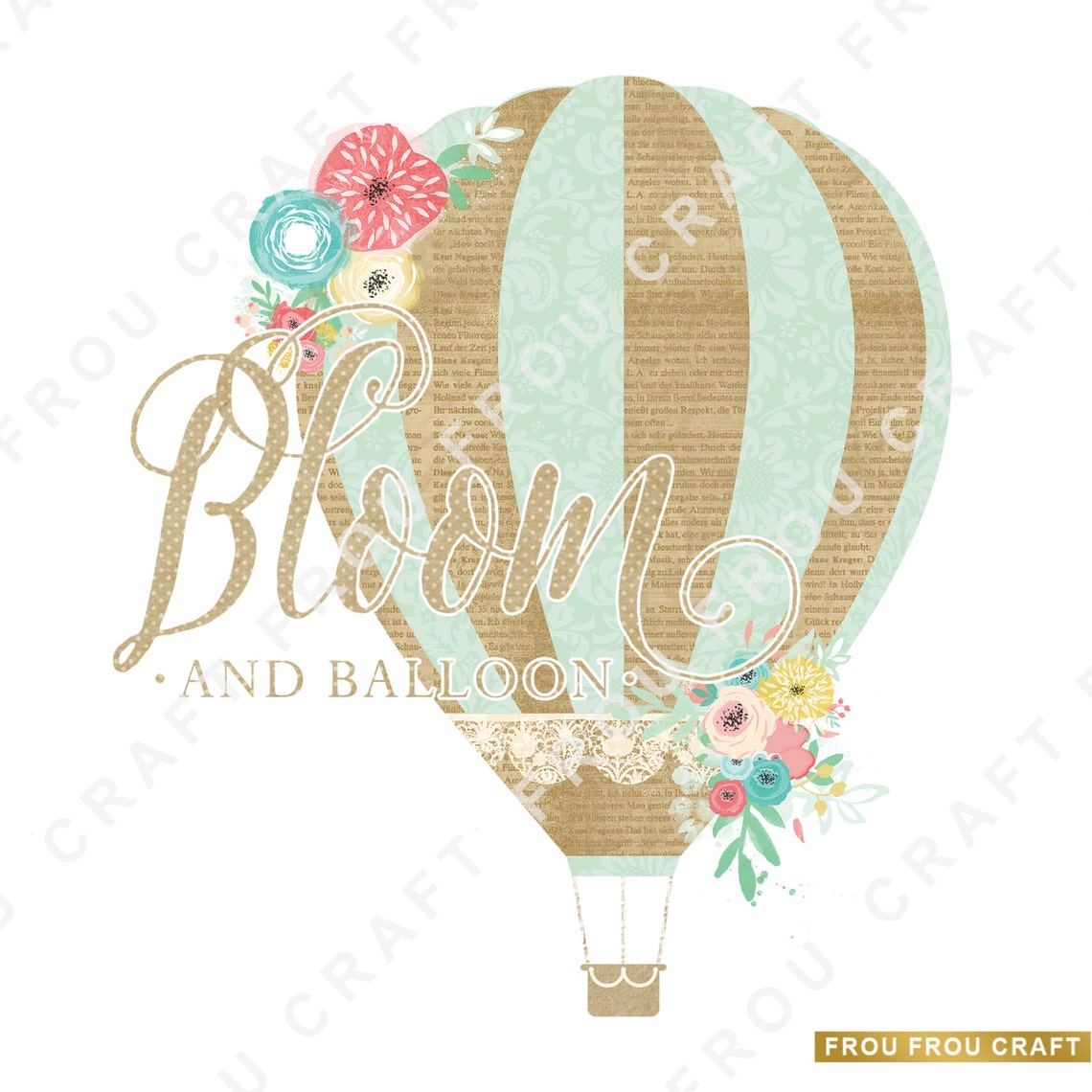 Hot Air Balloons Flowers Clipart Intant Download Digital Pink - Etsy