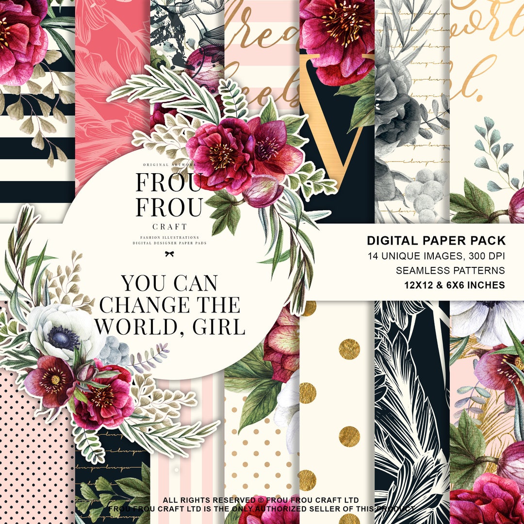 Girl Boss Paper Pack, Romantic Floral Paper Pack, Feminine Planner ...