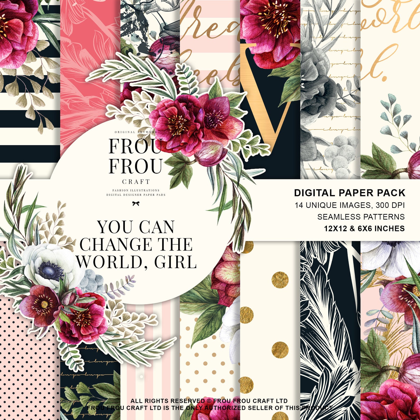 Girl Boss Paper Pack Romantic Floral Paper Pack Feminine - Etsy