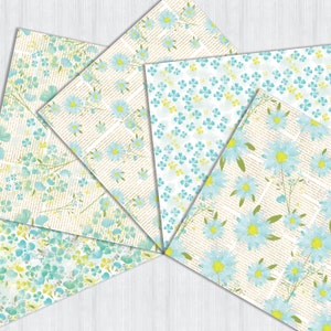 Mint and Gold Watercolor Digital Paper Pack Instant Download Flowers ...