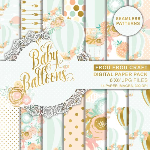 Cute Pink Baby Digital Paper Ballet Digital Hot Air Balloon - Etsy