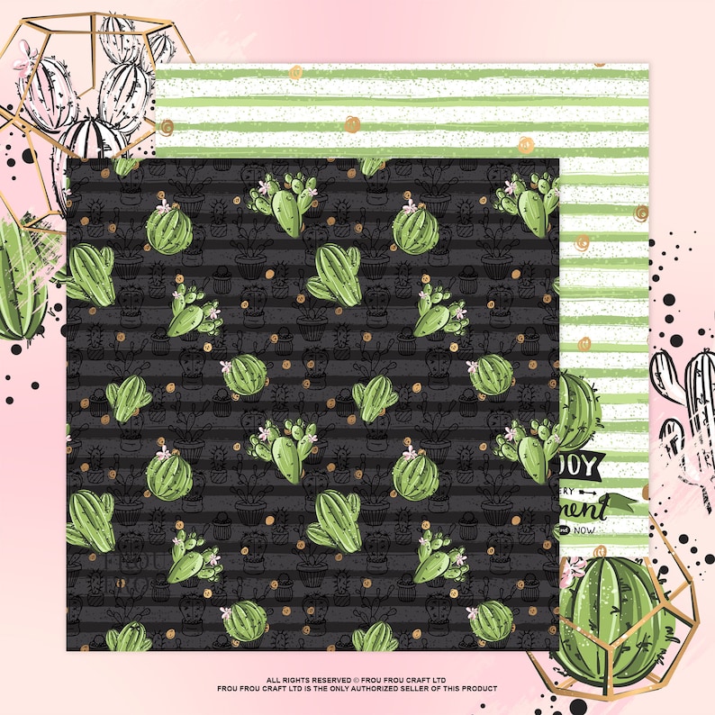 Cactus Paper Pack, Succulent Digital Paper Pack, Terrarium Botanical ...