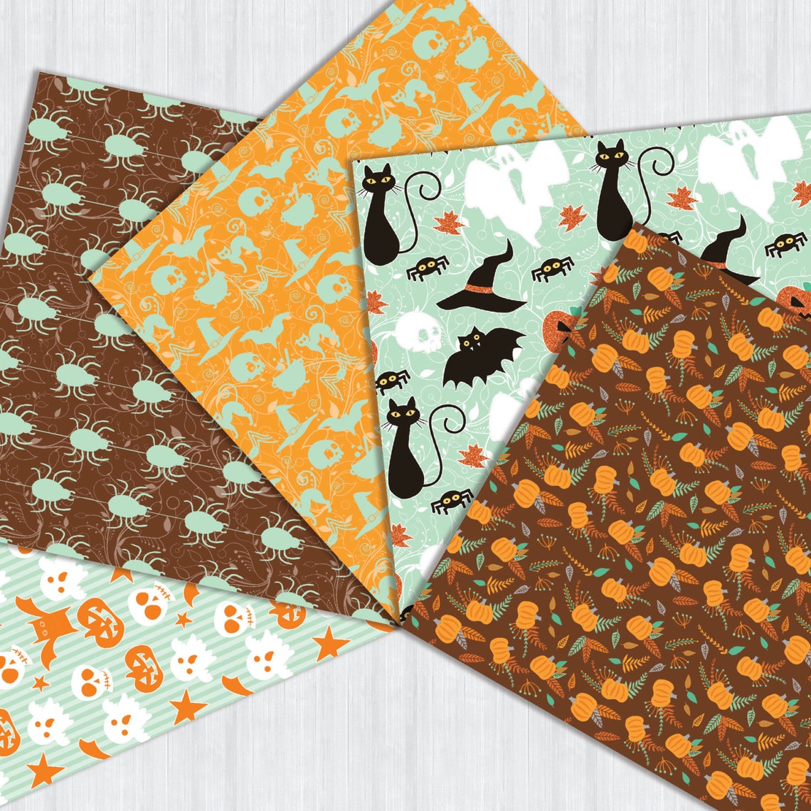 Pumpkin Paper Pack Instant Download Cute Halloween Seamless - Etsy