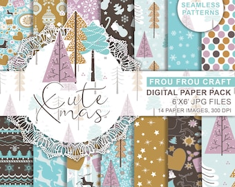 Christmas Digital Paper Pack Seamless Pattern Seasonal | Etsy