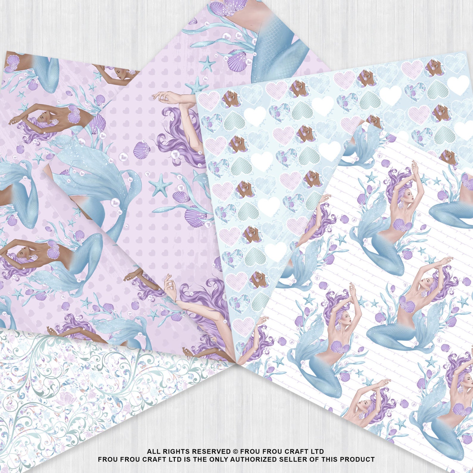 Mermaid Paper Pack Sea Scrapbook Underwater Digital - Etsy