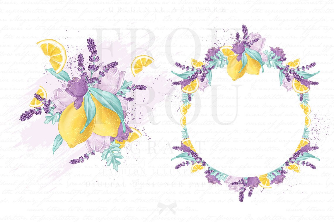 Lemons Clipart Lavender Clipart Lemonade Clip Art Spring - Etsy