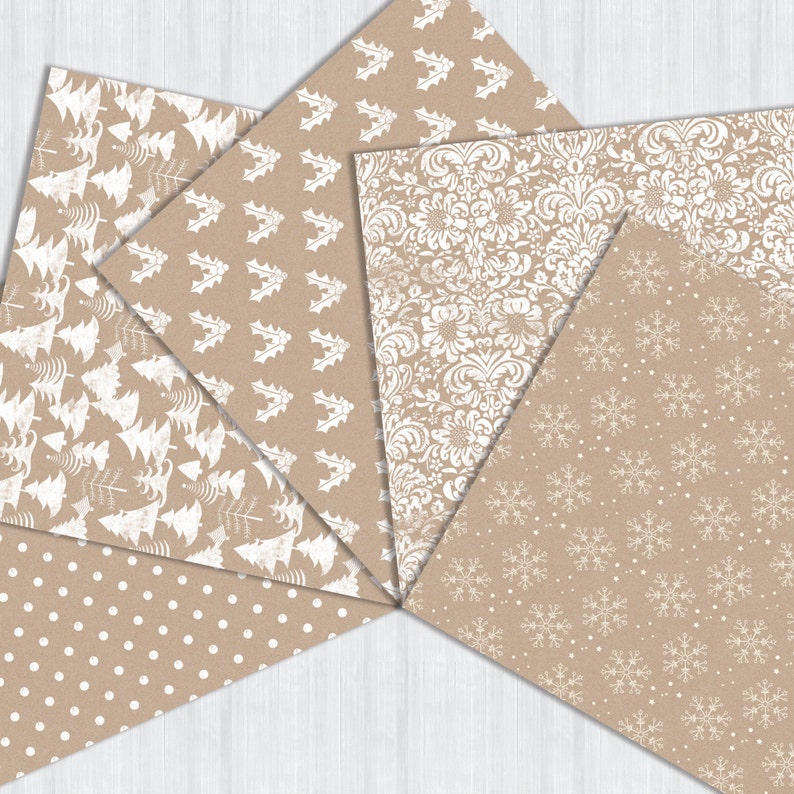 Kraft Paper Christmas Digital Paper Pack Instant Download Craft Brown ...