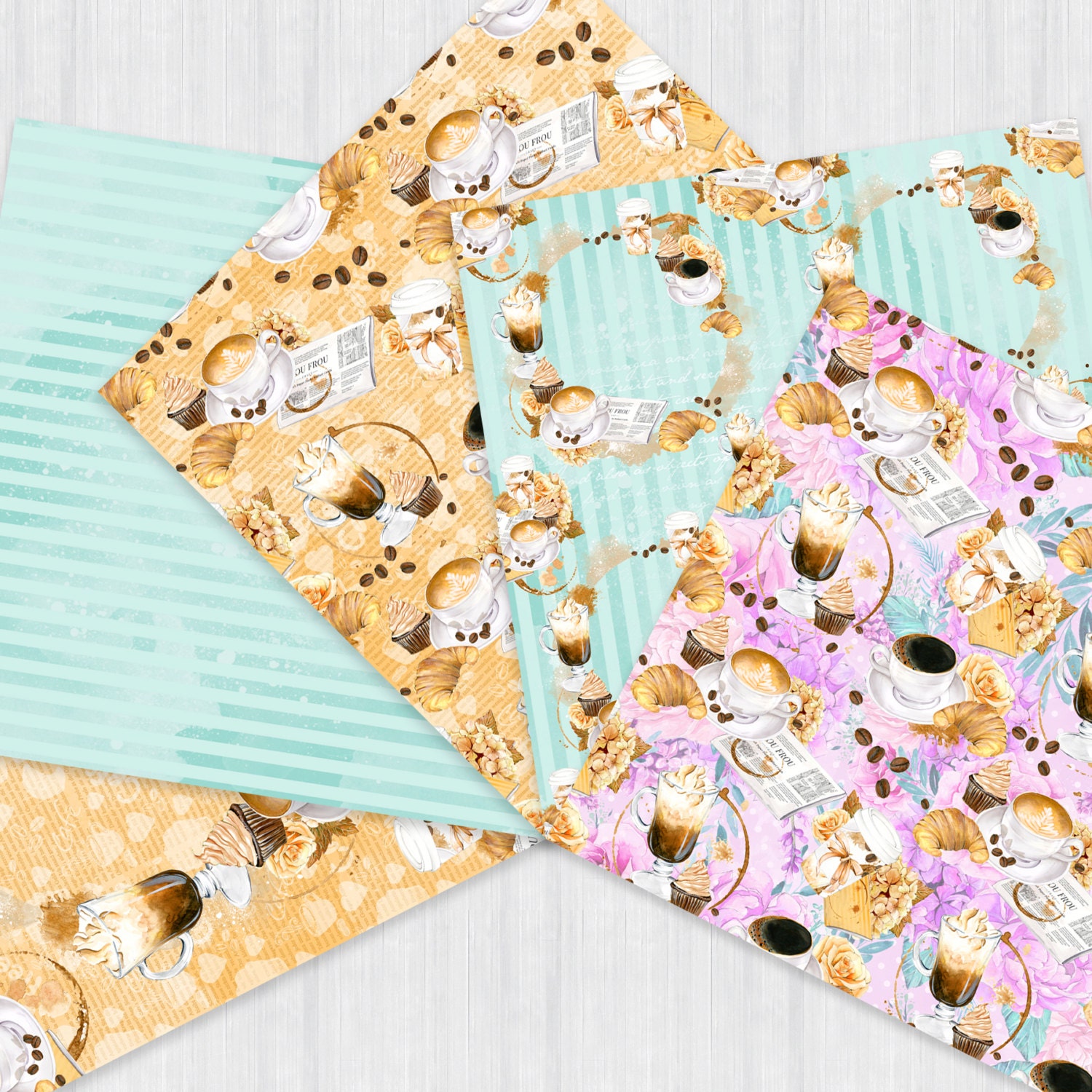 Coffee Scrapbook Paper Coffee Digital Pack Bakery Background - Etsy