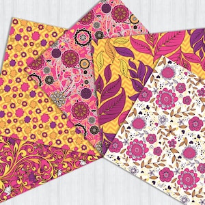 Pink Orange Orange Digital Paper Pack Instant Download Bright Colors ...