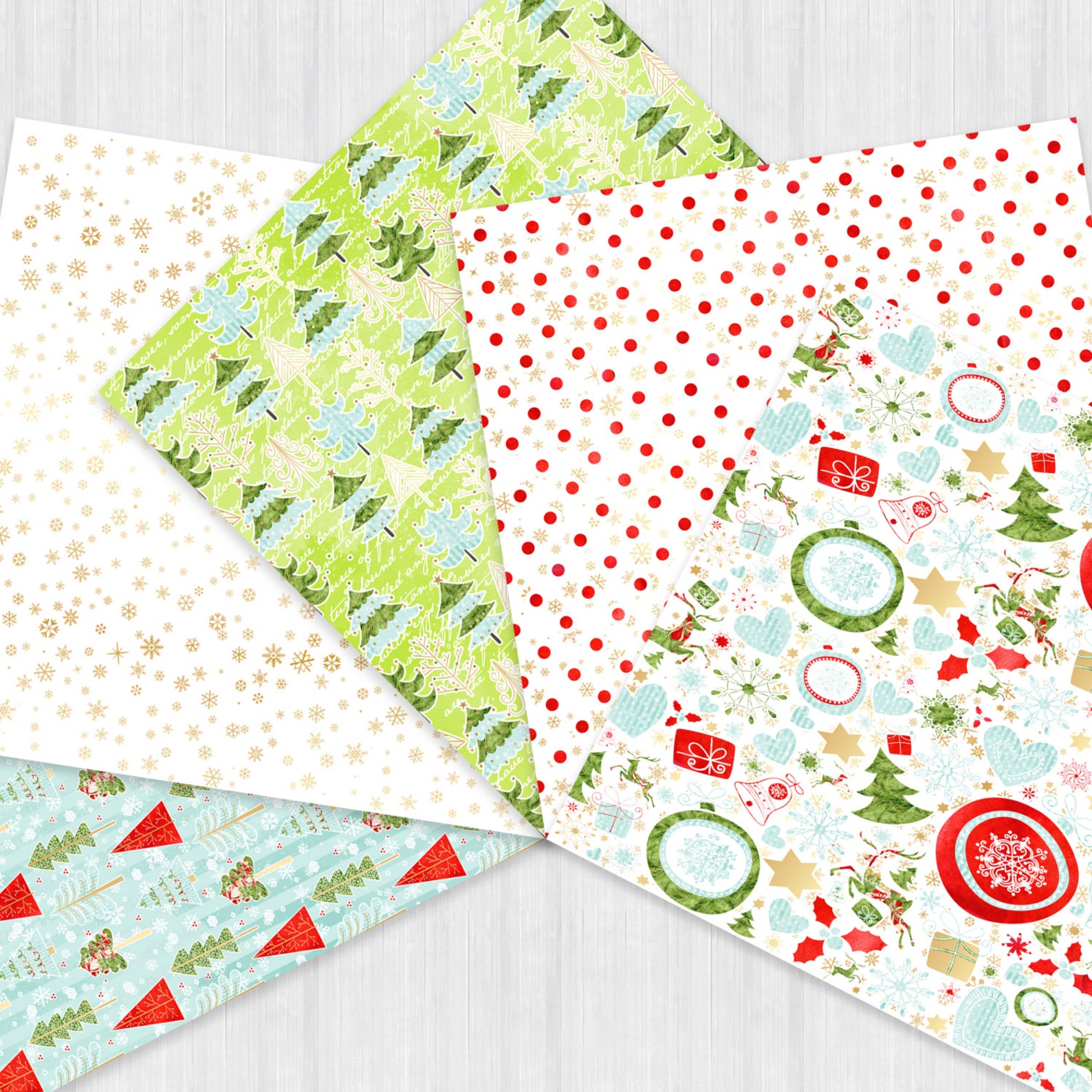 Christmas Scrapbook Papers Xmas Paper Pack Pastel Christmas | Etsy