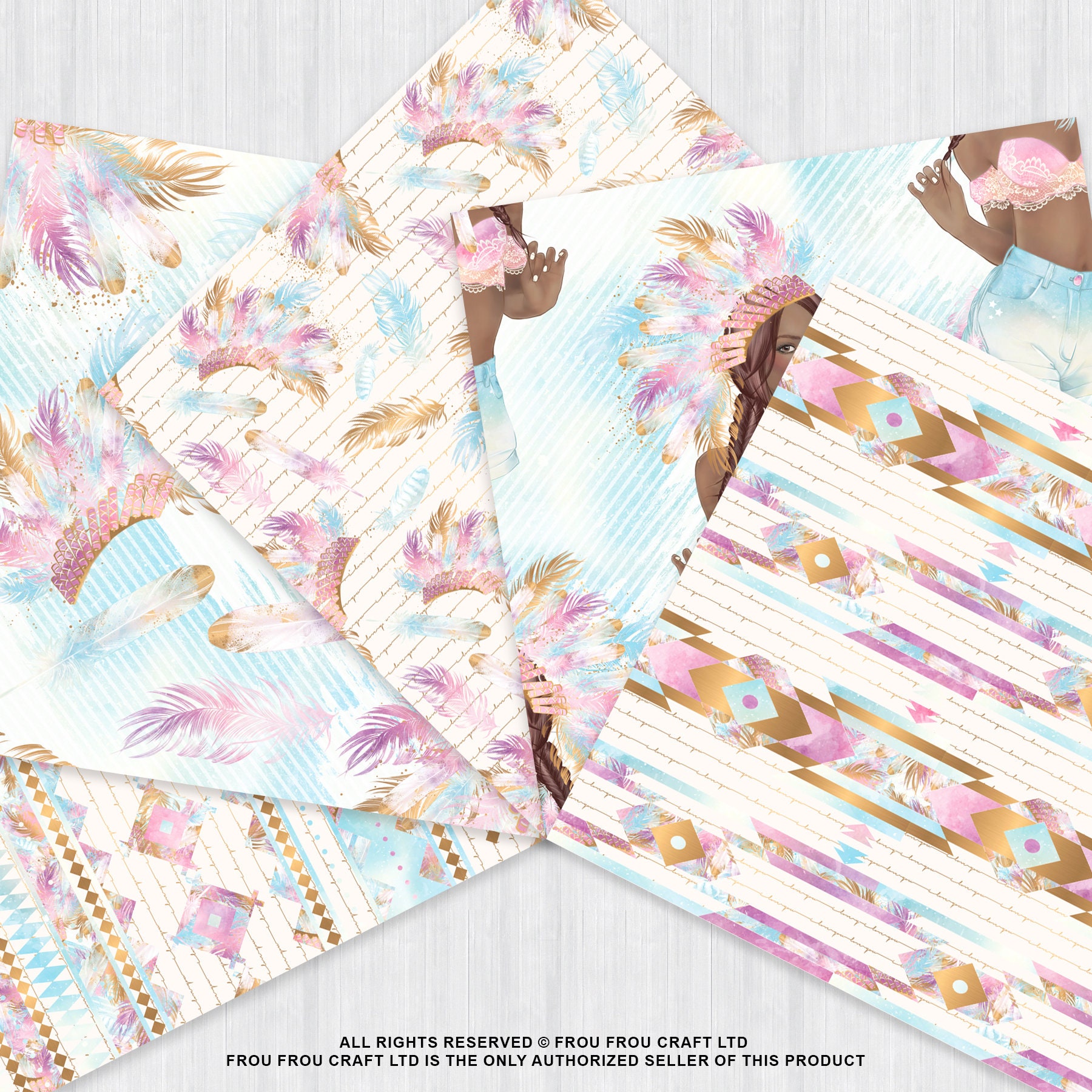 Boho Paper Pack Tribal Digital Boho Chic Wallpaper Native American ...