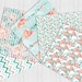 Watercolor Flowers Digital Paper Pack, Peach and Mint Flowers, Emerald ...