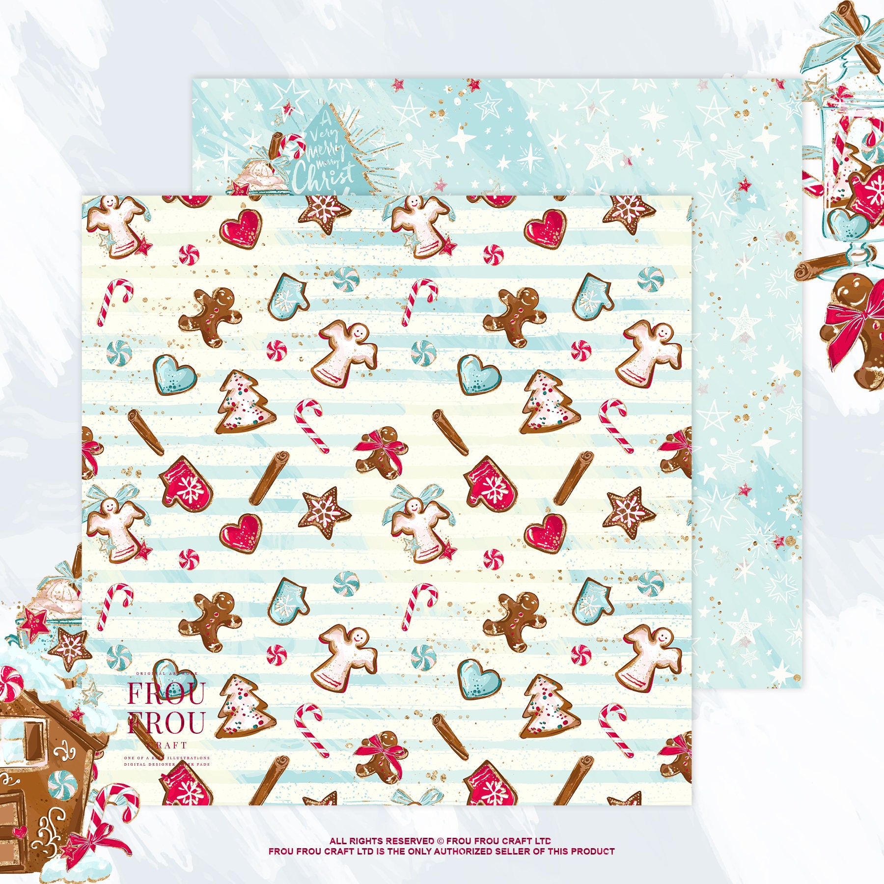 Cute Christmas Paper Pack, Gingerbread Cookies Planner Supplies, Winter ...
