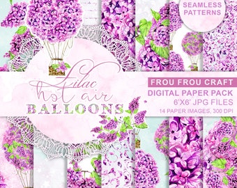 Watercolor Flowers Digital Paper Pack Seamless Pattern Purple | Etsy