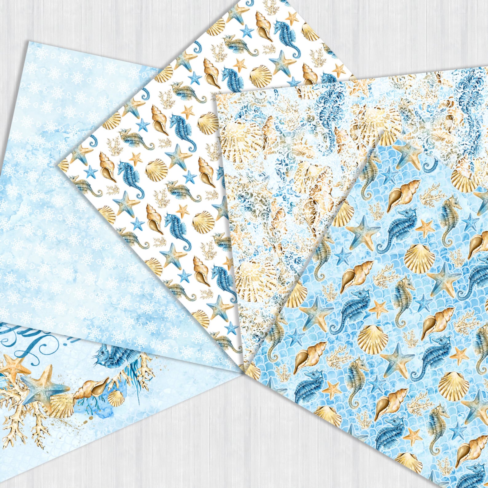 Sea Digital Paper Pack Watercolor Nautical Seamless - Etsy