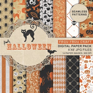 Halloween Digital Paper Pack Instant Download Seamless Pattern Black ...