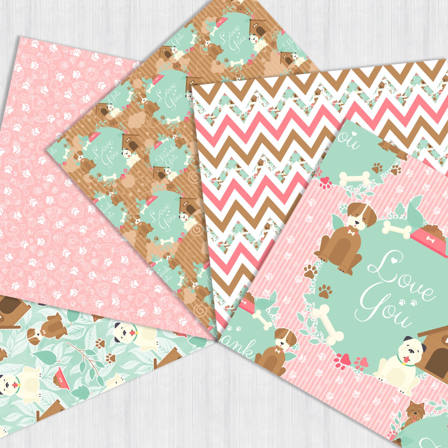 Puppies Digital Paper Pack Cute Pets Seamless Patterns - Etsy