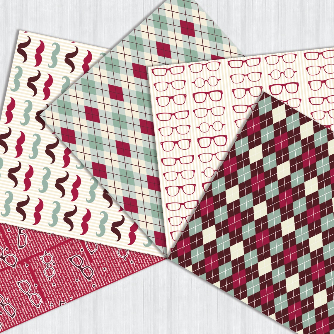 Father Gift Wrapping Paper Hipster Digital Paper Gentleman | Etsy