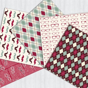 Father Gift Wrapping Paper, Hipster Digital Paper, Gentleman Pattern ...
