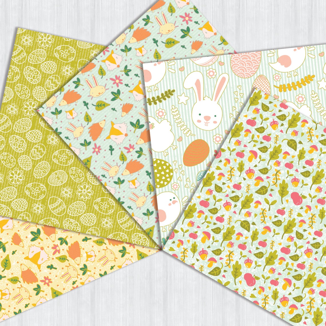 Happy Easter Digital Paper Pack Instant Download Eggs Bunny | Etsy