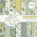 Green Blue Digital Paper Pack, Birds Flowers Seamless Patterns, Vintage ...