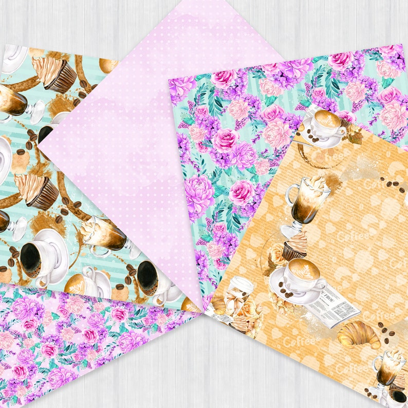 Coffee Scrapbook Paper Coffee Digital Pack Bakery Background - Etsy