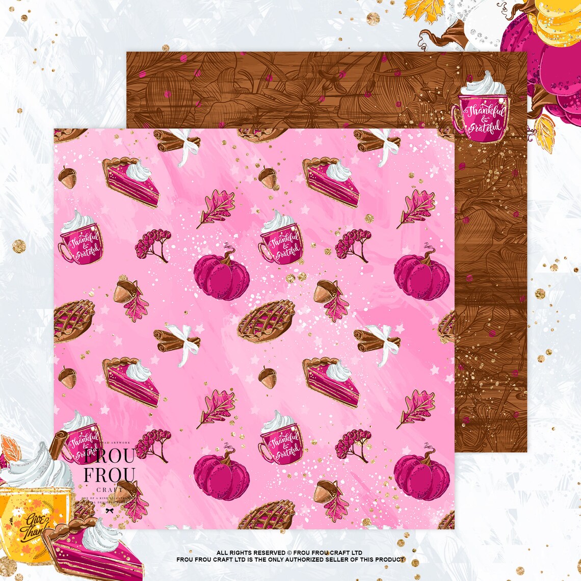 Thanksgiving Paper Pack, Pumpkin Digital Paper Pack, Pumpkin Pie Fabric ...