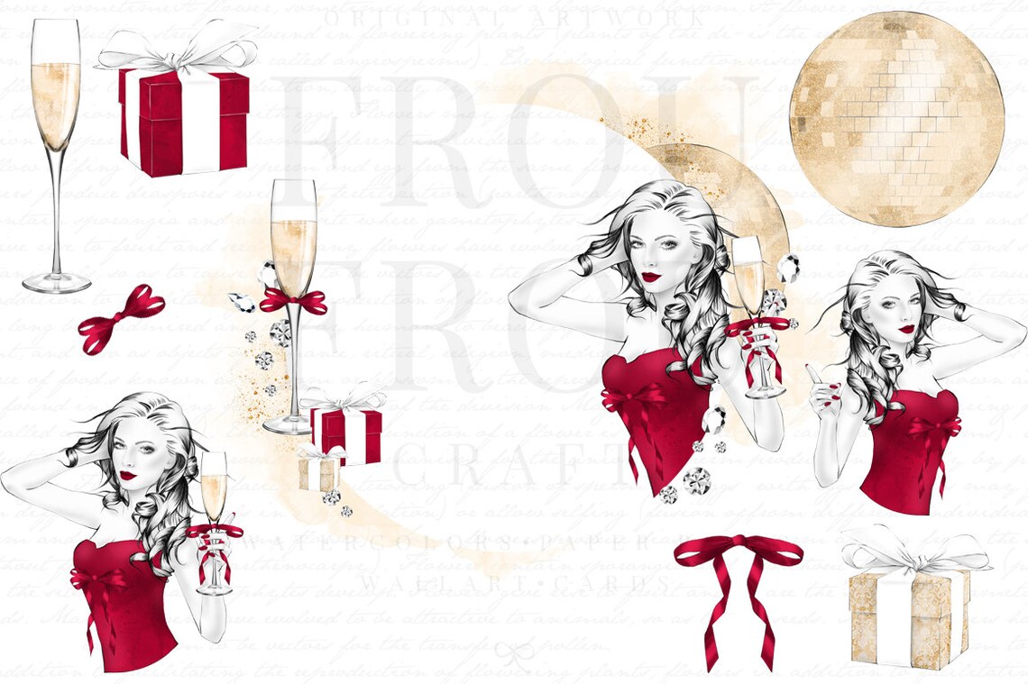 New Year Clipart Valentine Clip Art Party Graphics Festive - Etsy