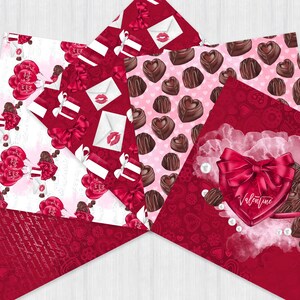 Valentines Paper Pack Love Digital Backgrounds Cute Romantic Chocolate ...