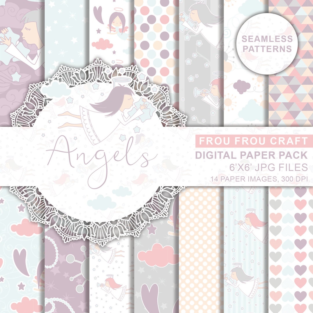 Angels Digital Pack Printable, Baby Pink Angels Digital Paper Craft ...