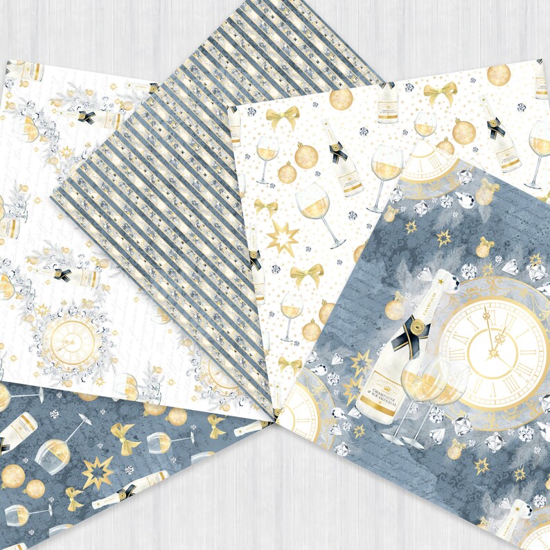 Party Paper Pack New Year Scrapbook Papers Watercolor Winter - Etsy