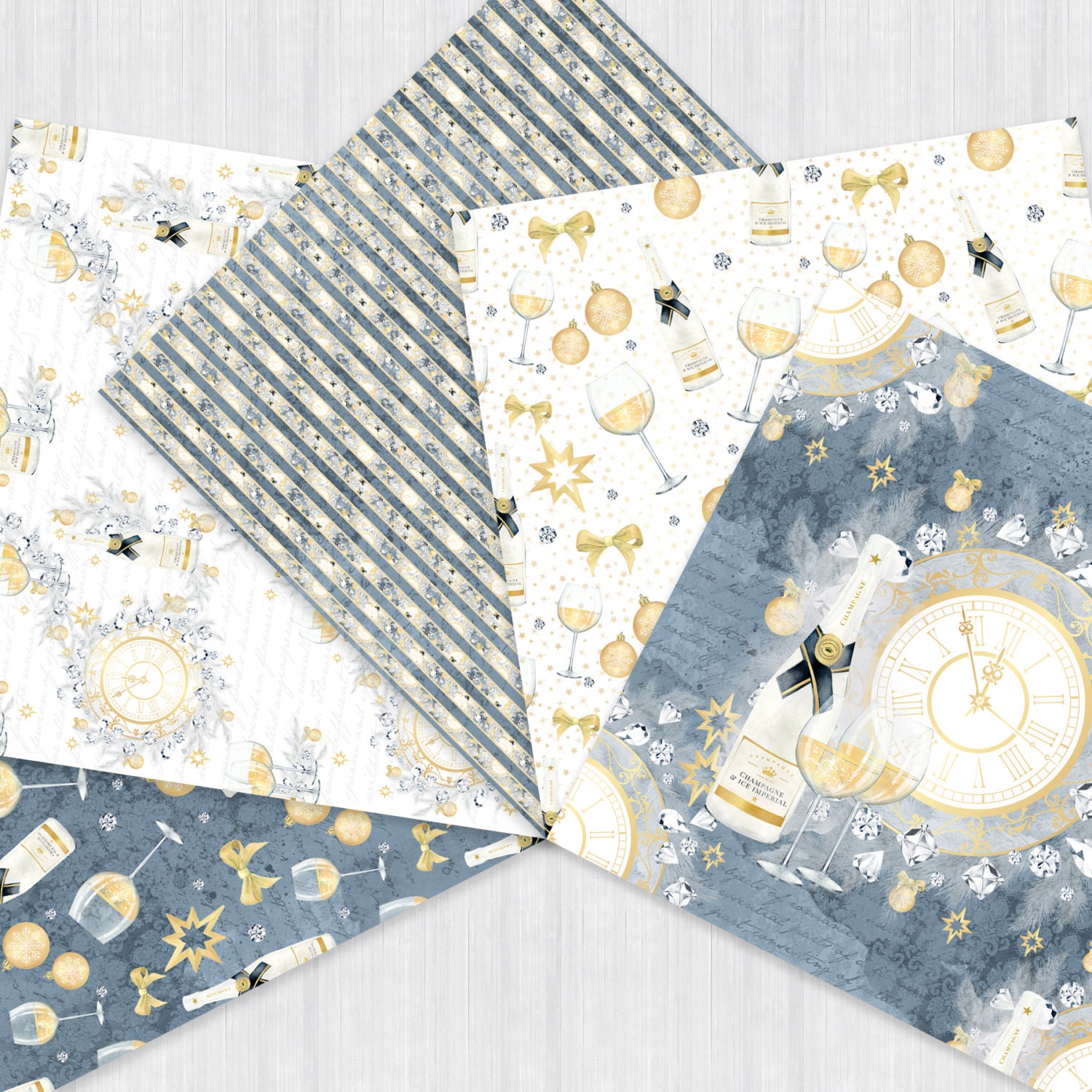 Party Paper Pack New Year Scrapbook Papers Watercolor Winter - Etsy