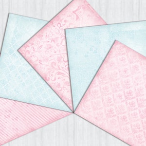 Pastel Watercolor Digital Paper Pack Instant Download Blue Mint White ...