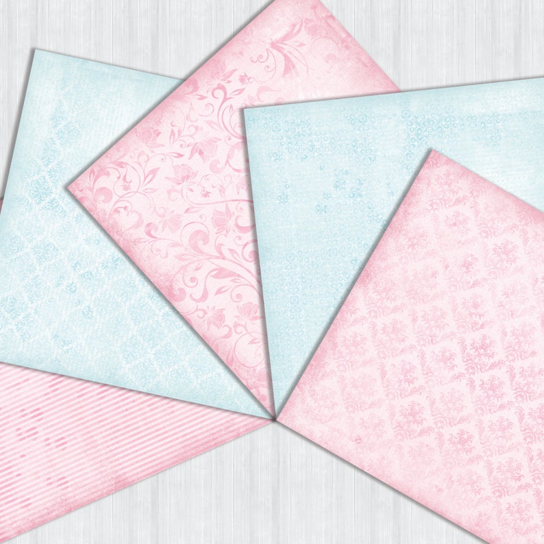 Pastel Watercolor Digital Paper Pack Instant Download Blue Mint White ...