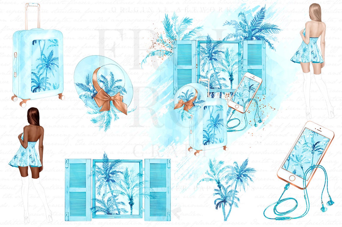 Tropical Clipart Summer Fashion Clipart Beach Girl Clipart - Etsy