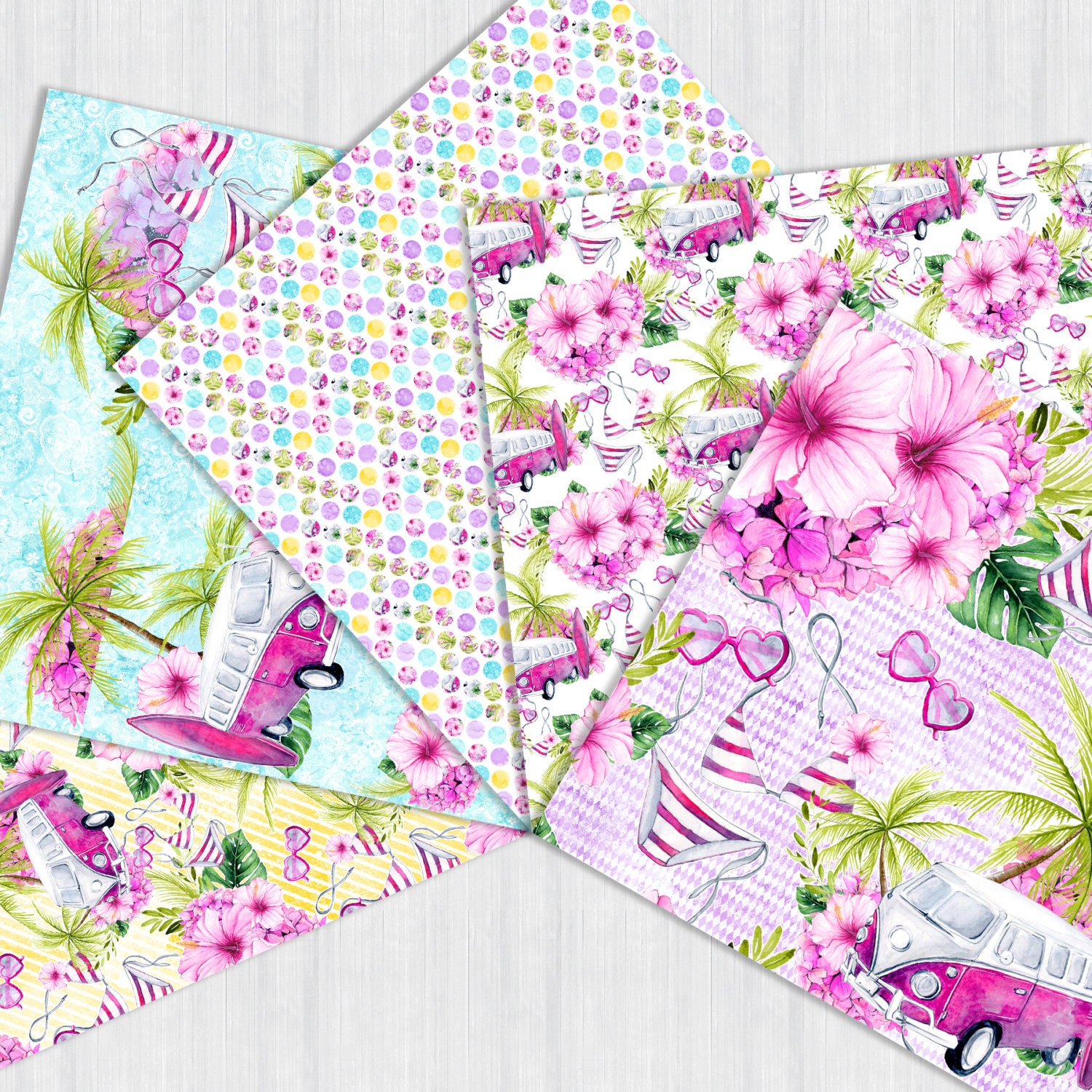 Boho Digital Paper Pack Watercolor Beach Seamless Patterns - Etsy