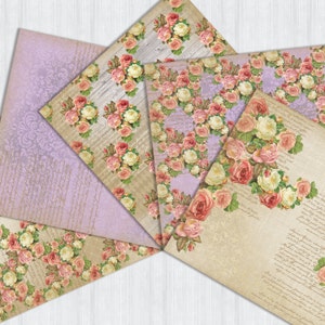Violet Roses Digital Paper Pack Instant Download Burlap Wood Shabby ...