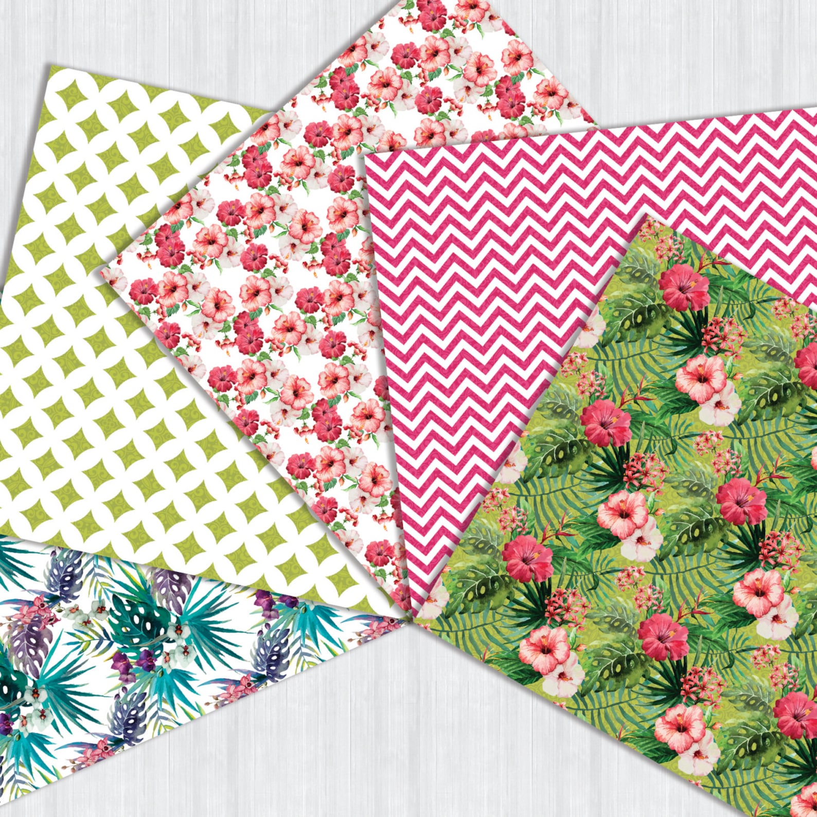 Summer Tropical Digital Paper Instant Download Floral - Etsy