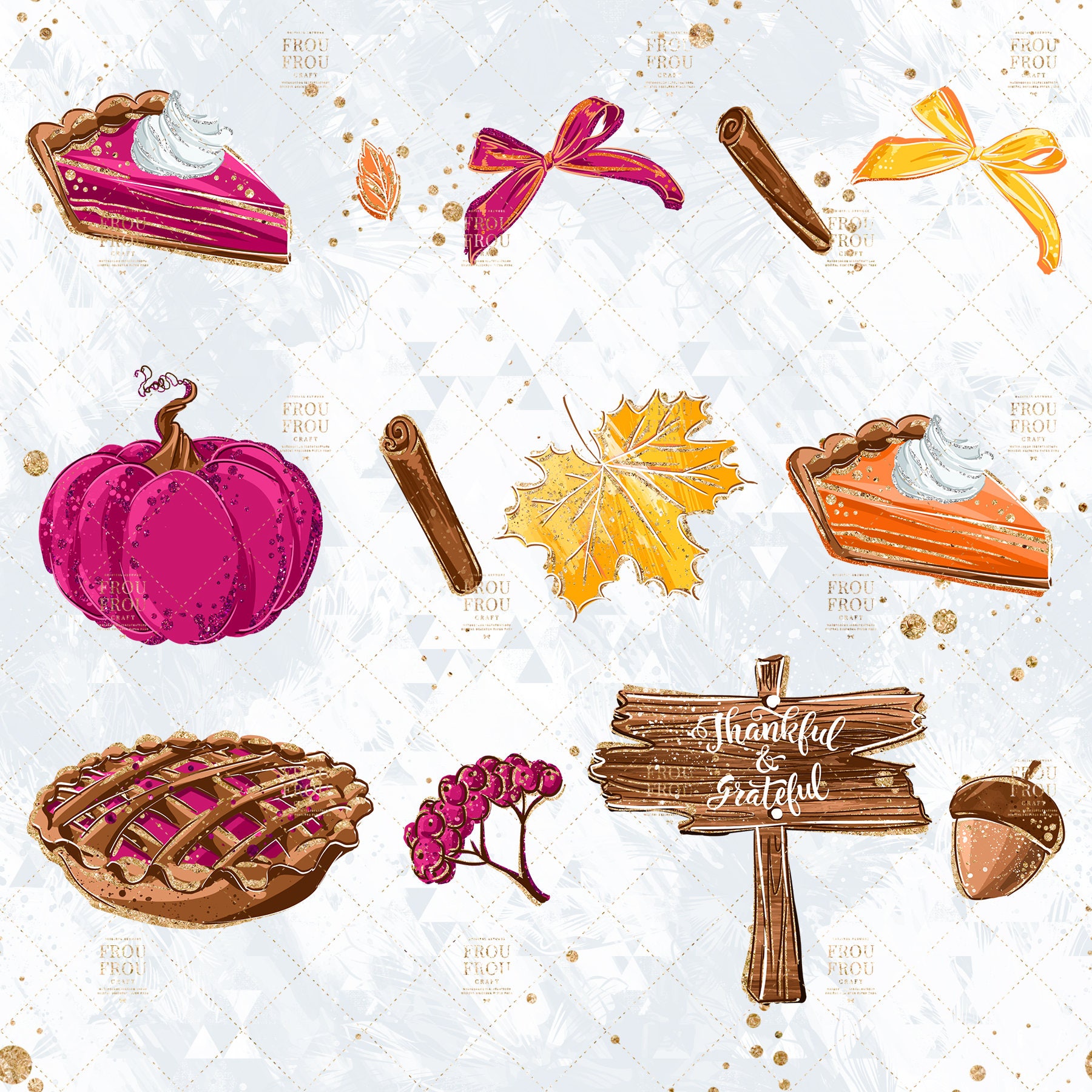Thanksgiving Clip Art, Pumpkin Spice Clipart, Fall Planner Stickers ...